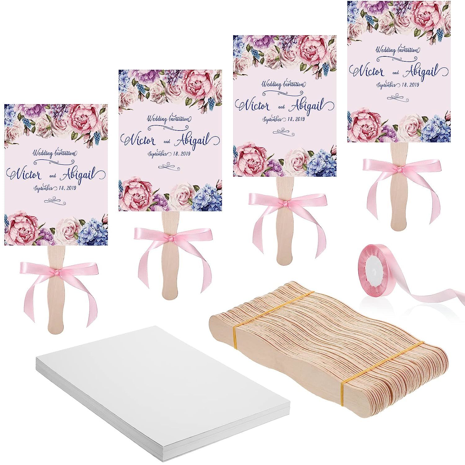 50 Pieces Fan Handle Craft Sticks Natural Wavy Wooden Sticks Wedding ...