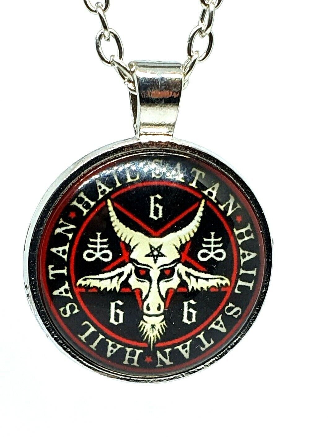 Hail Satan Necklace Occult 666 Baphomet Goat Church of Satan Sigil ...
