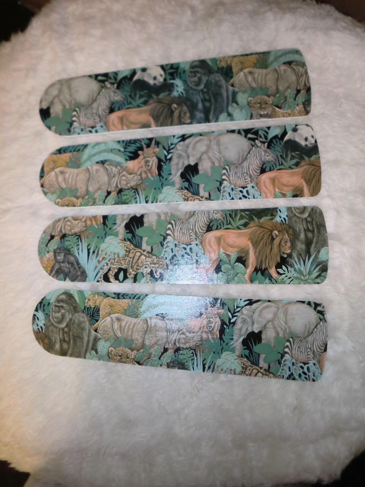 CUSTOM JUNGLE SAFARI CEILING FAN~LION APE PANDA ZEBRA ELEPHANT ...