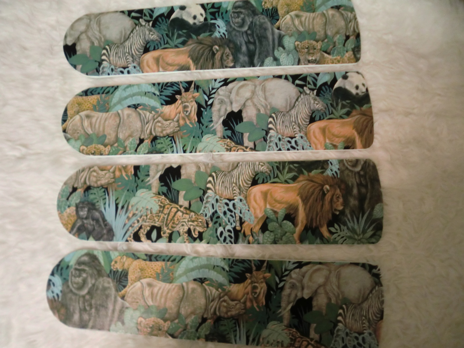 CUSTOM JUNGLE SAFARI CEILING FAN~LION APE PANDA ZEBRA ELEPHANT ...