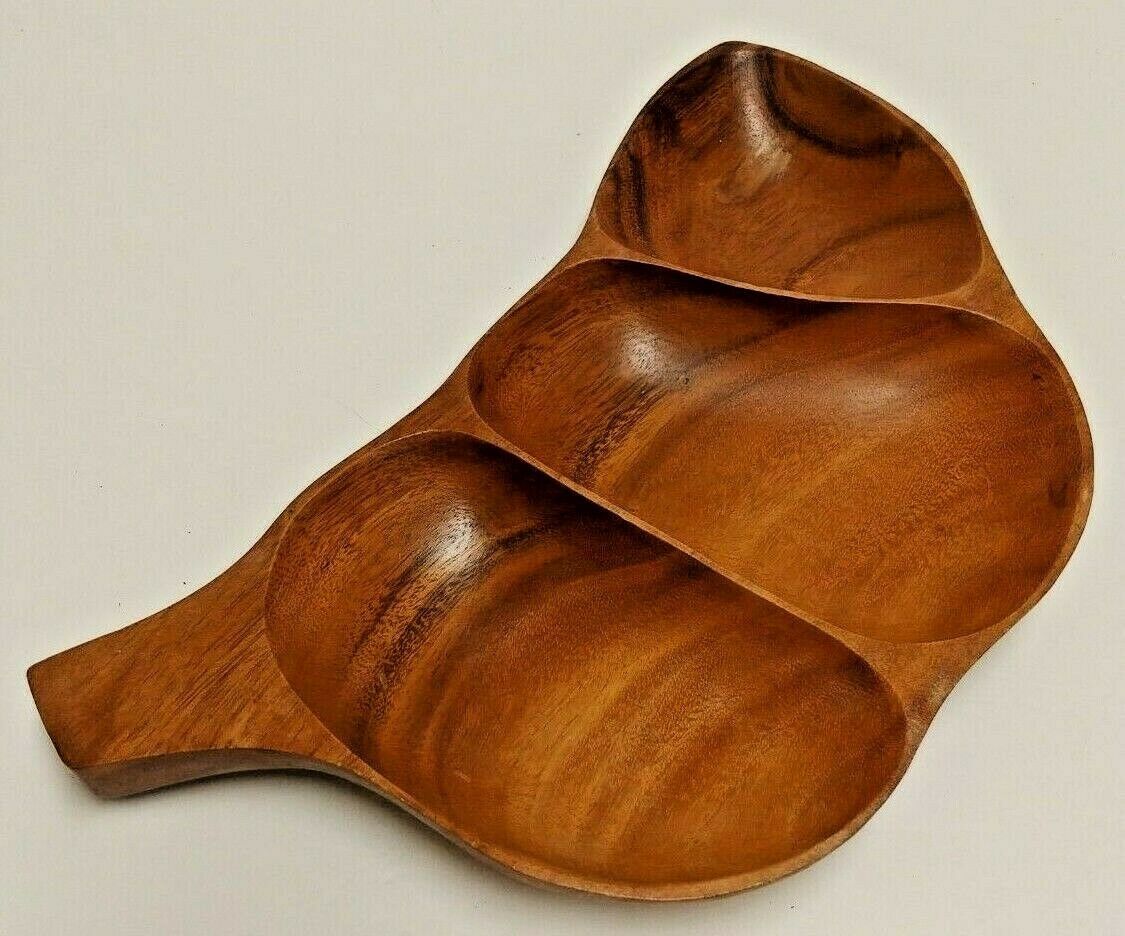 Monkey Pod Made In Philippines Wood Three Compartment Serving Tray ...