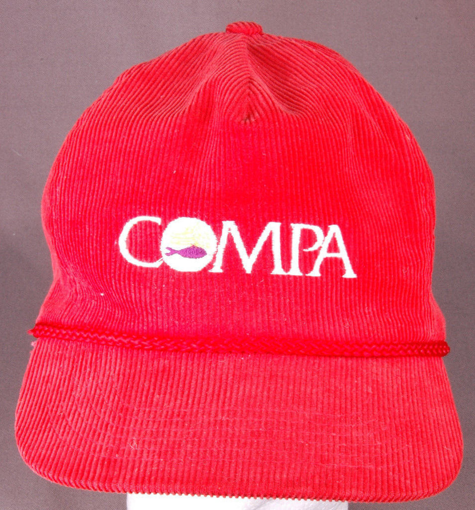 Vtg COMPA Food Bank Trucker Hat-Red-Corduroy-Rope Bill-Denver-Retro Hip ...