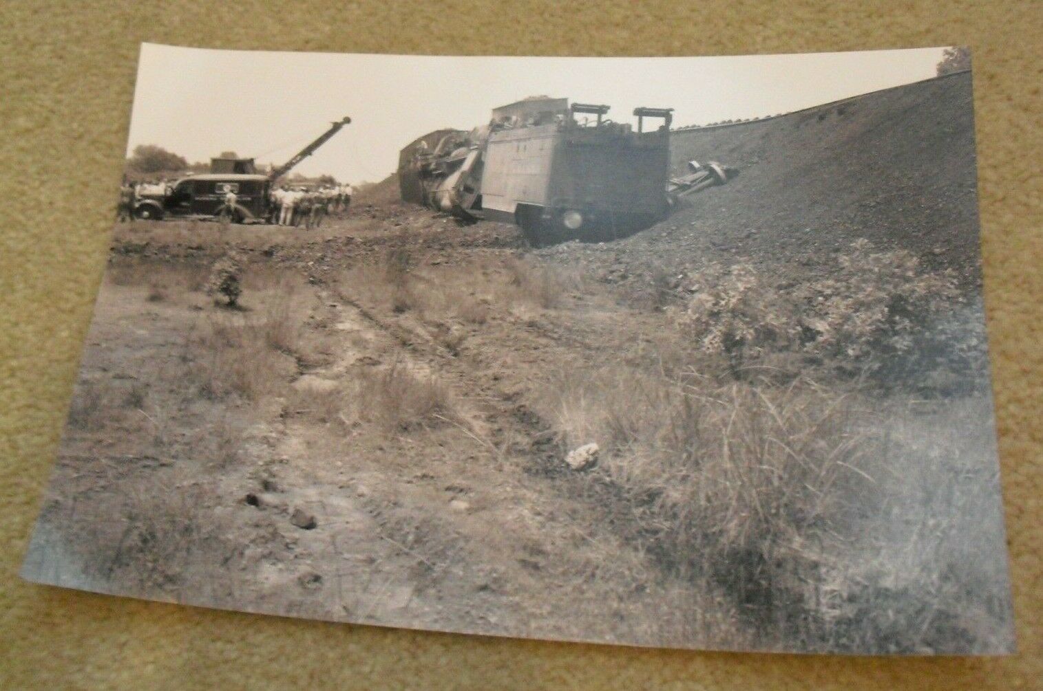 Vintage Train Photograph 8x12 Loco and Tender Crashed Off the Rails ...