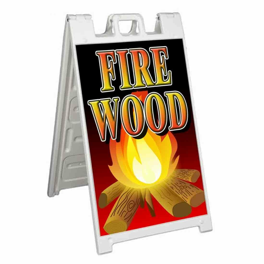 FIRE WOOD Signicade 24x36 Aframe Sidewalk Sign Banner Decal LOGS ...