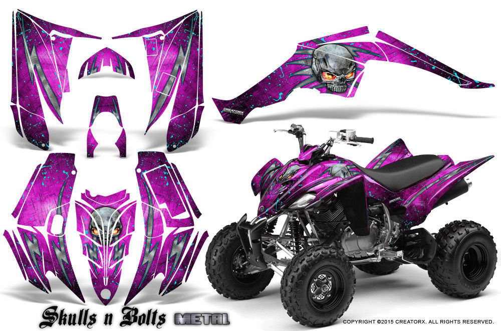 YAMAHA RAPTOR 350 GRAPHICS KIT CREATORX DECALS STICKERS SKULLS BOLTS M ...