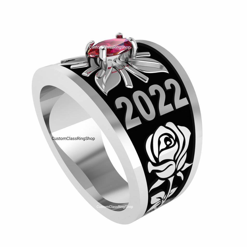 MARQUISE shaped class ring Year 2022,2023,2024 Silver 925 Ring with ...