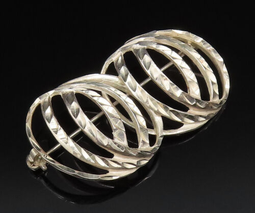925 Sterling Silver - Vintage Overlapping Hammered Spheres Brooch Pin ...