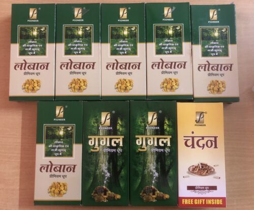 9 Box of 10 wet logs 100gm DHOOP Soft Moldable, 6 Loban, 2 Gugal, 1 ...