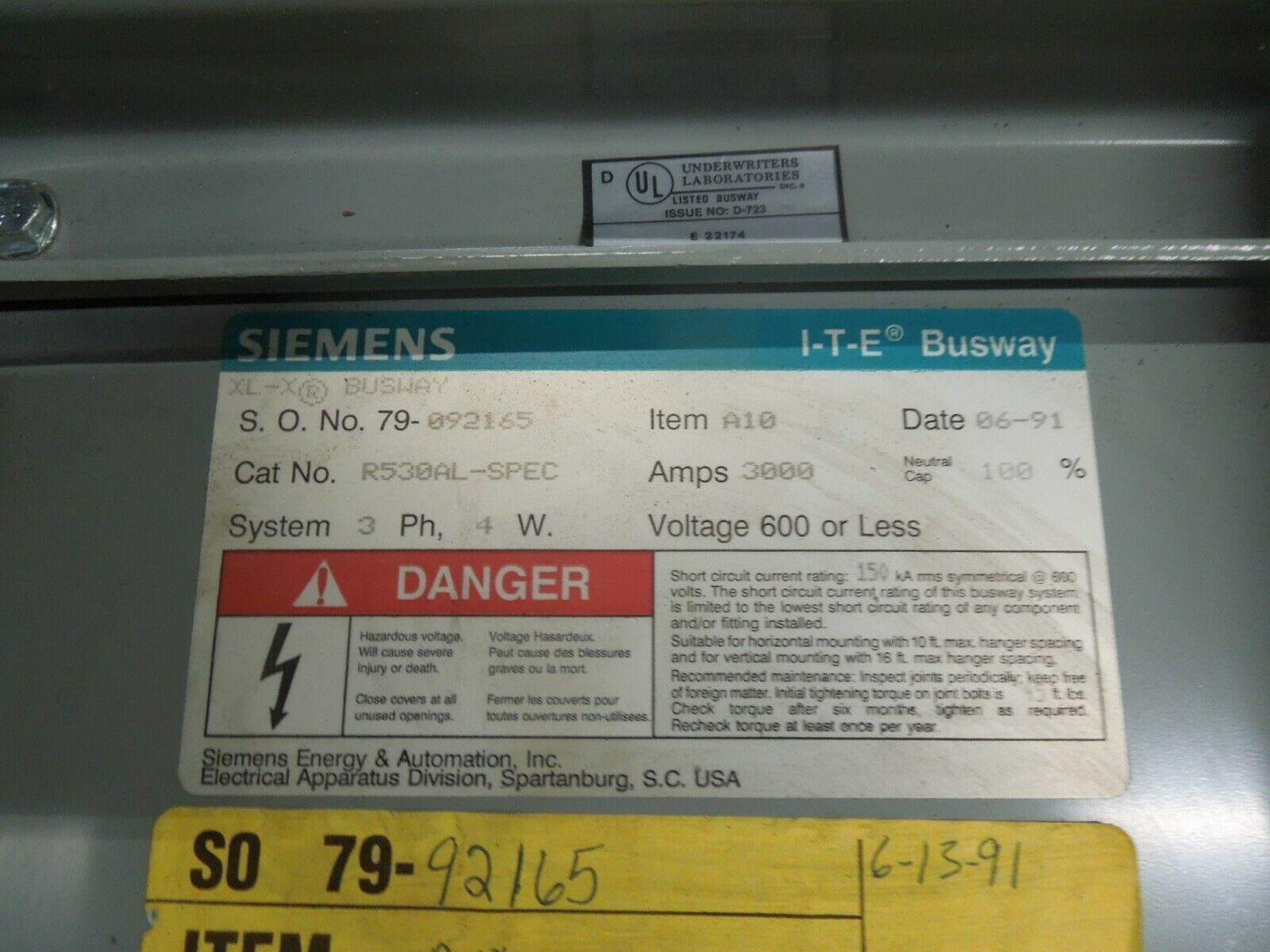 ITE R530AL-1 3000A 3Ph 4W Aluminum Flatwise Left/Right Bus Duct Elbow ...