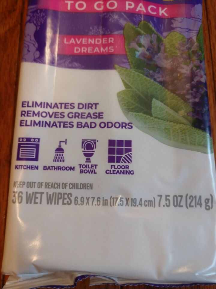 PINALEN Lavender Scent Multi Purpose Cleaning Wet Wipes To Go Pack 36 ...