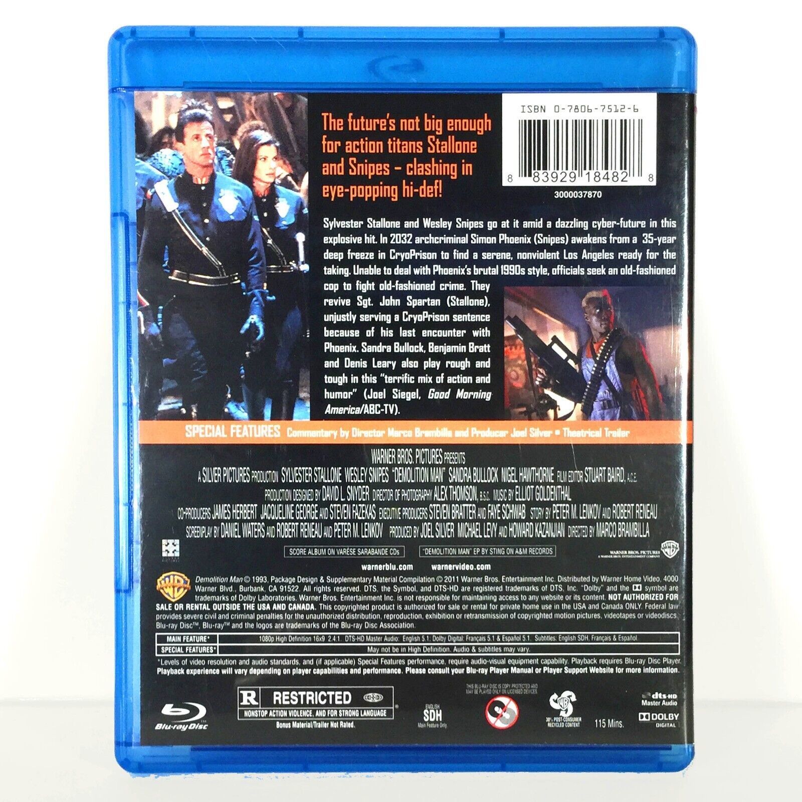Demolition Man Blu Ray 1993 Widescreen Like New Sylvester