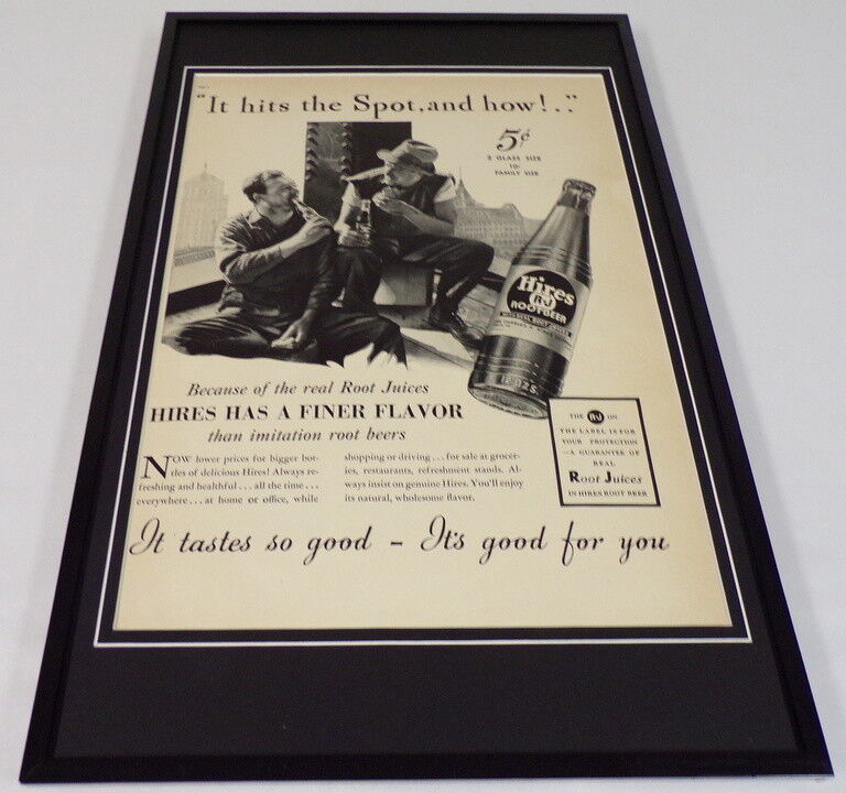 1937 Hires RJ Root Beer Framed 11x17 ORIGINAL Vintage Advertising ...