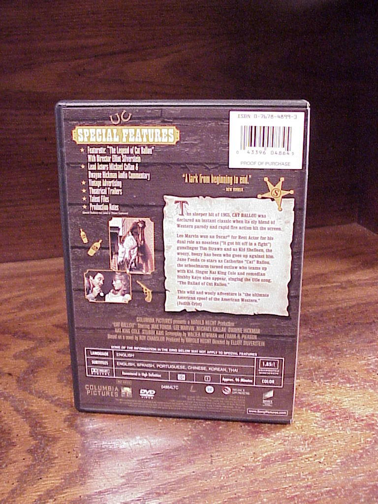 Cat Ballou Special Edition DVD, Used, 1965, NR, Jane Fonda, Lee Marvin ...