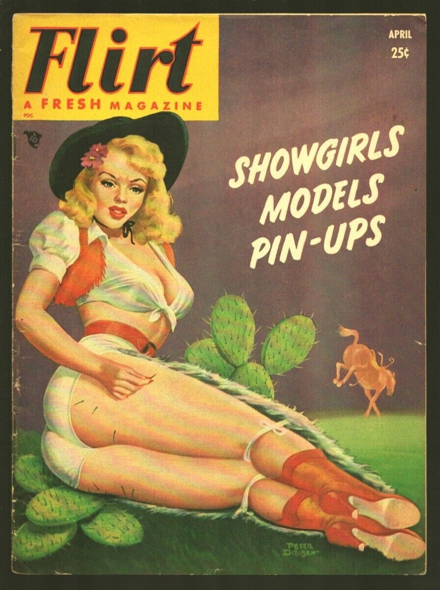 Flirt 4/1951-Cowgirl in cactus cover by Peter Driben-Show girls-models-swimsu... - Magazines