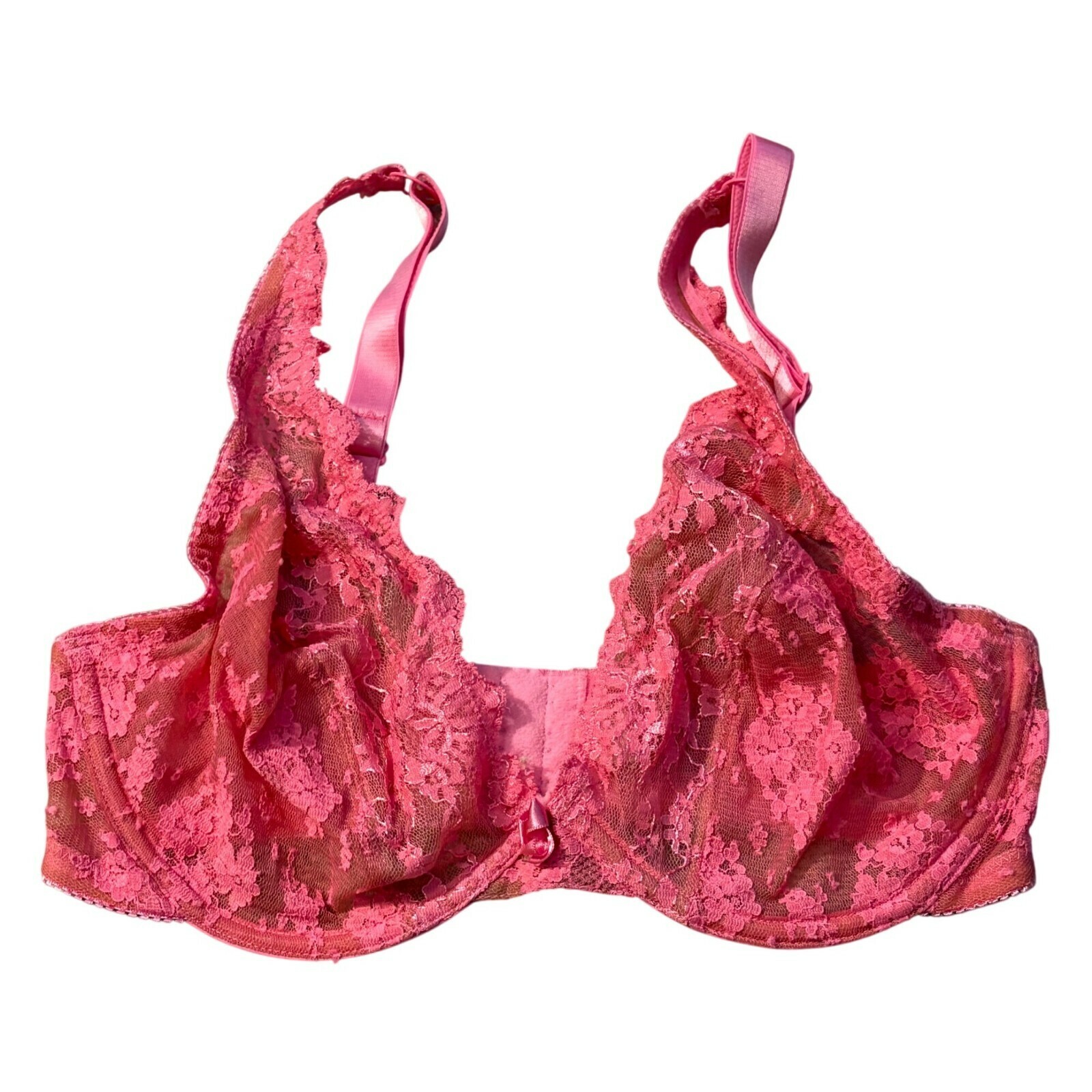 Vintage Victoria's Secret Pink Lace Underwire Bra 32DD - Bras & Bra Sets