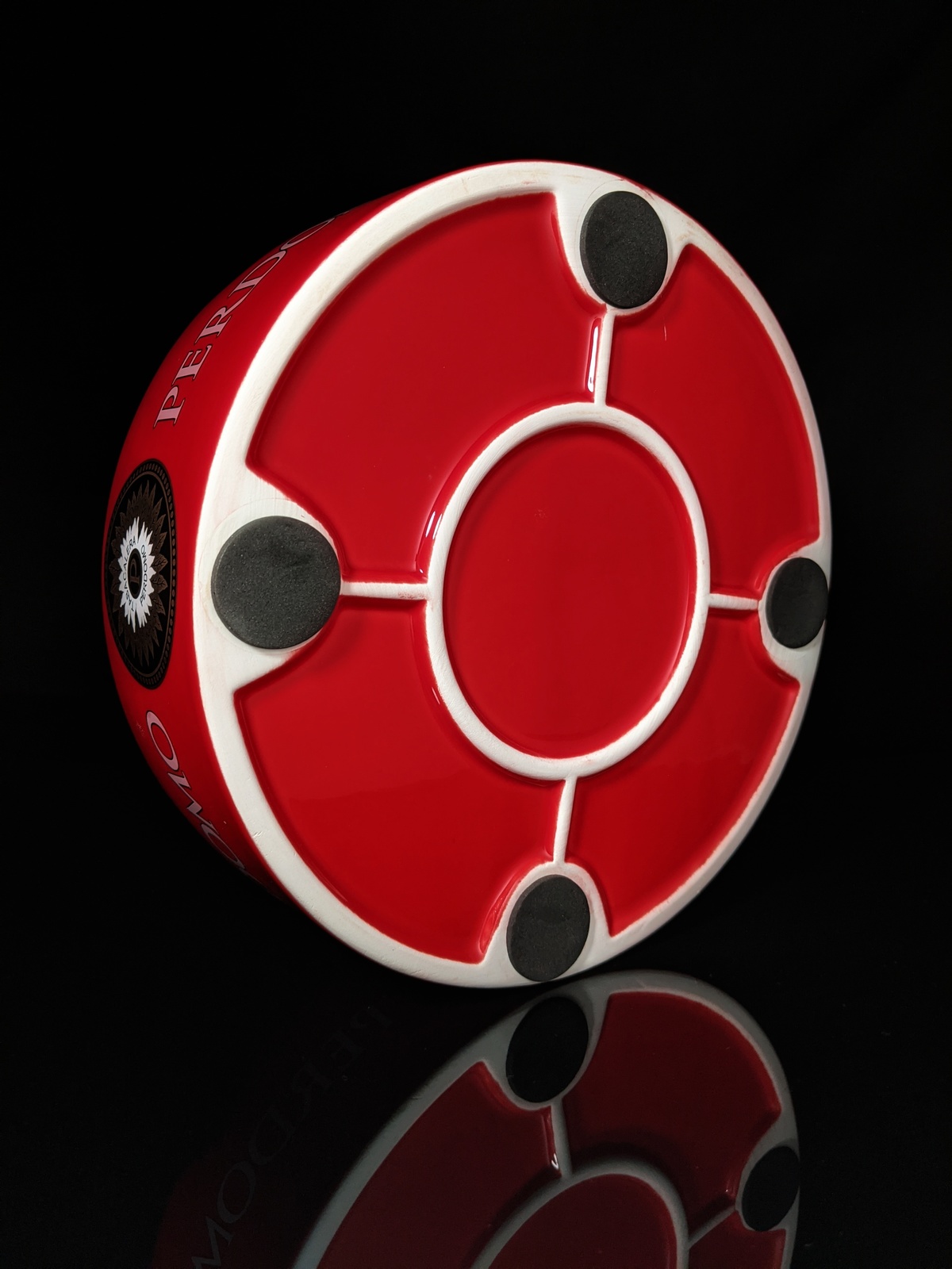 Perdomo Red and Gold Ceramic Large Cigar Ashtray 9" Diameter NIB - Ashtrays