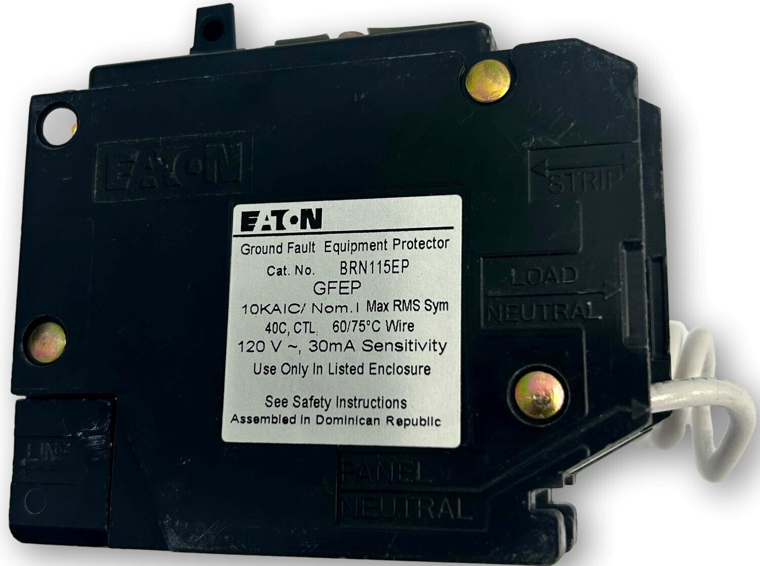Eaton BRN115EP BR GFCI Circuit Breaker, Ground Fault Equipment ...