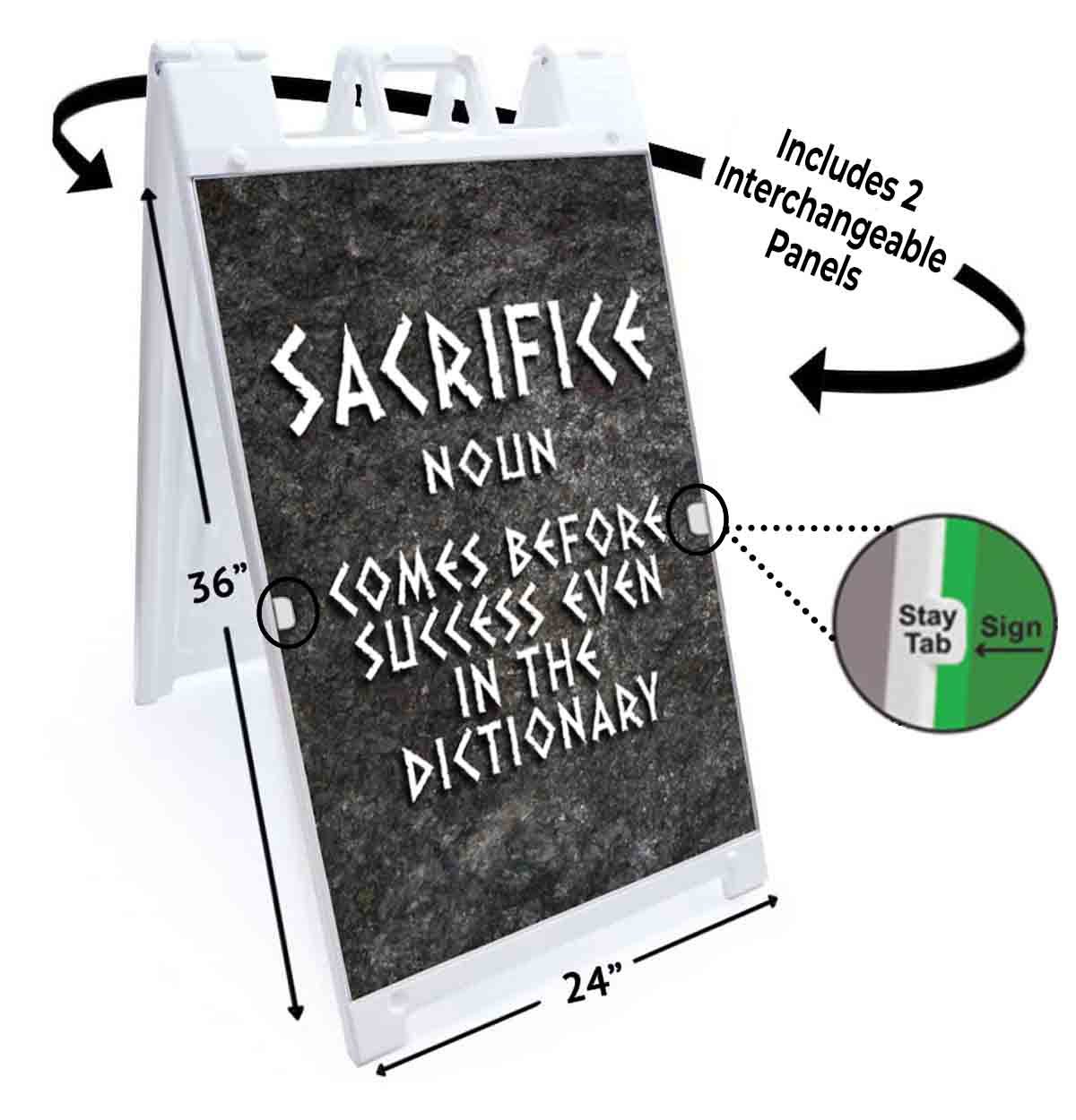SACRIFICE Signicade 24x36 Aframe Sidewalk Decal Sign Banner DEFINE WORD ...
