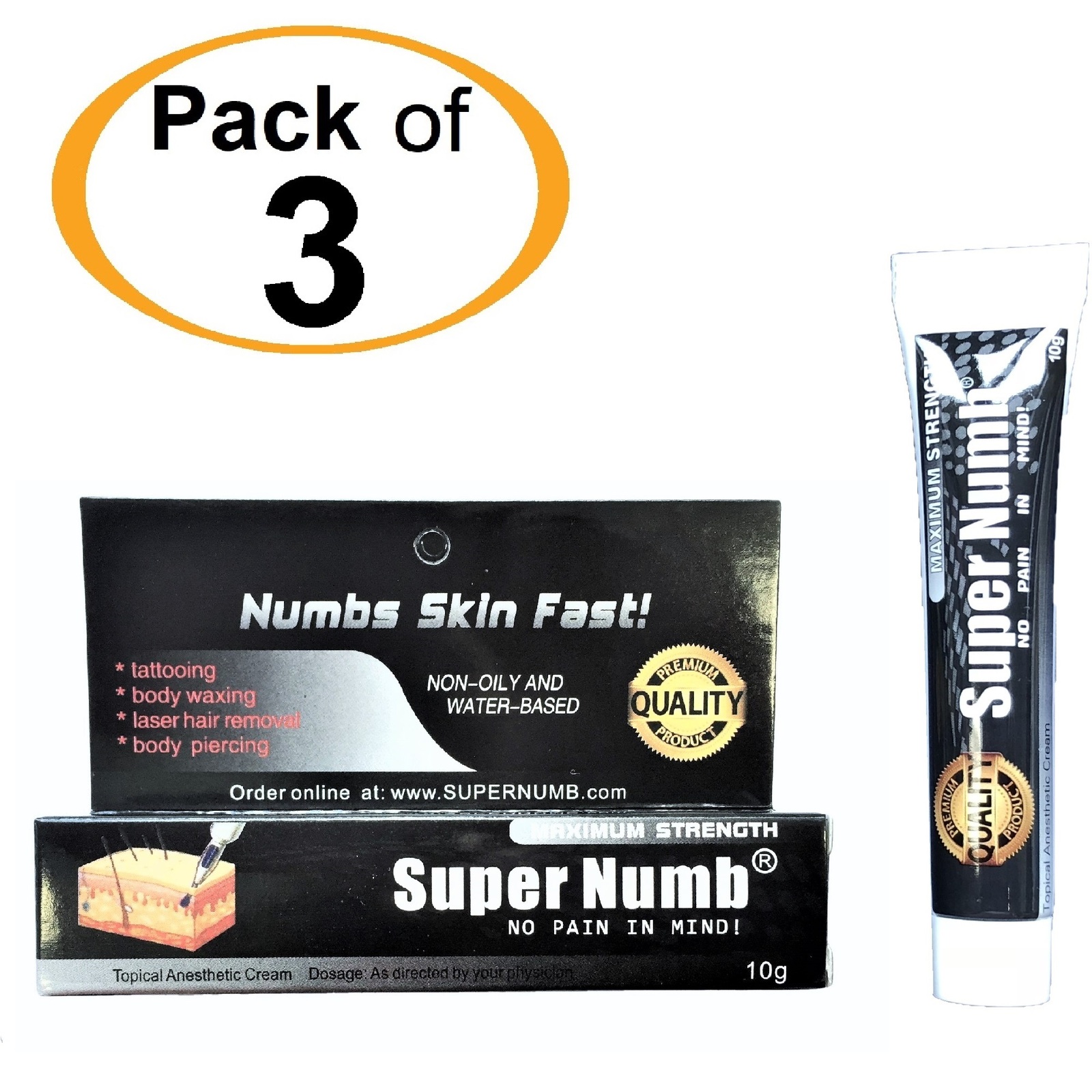 LOT of 3 Tubes x10g TUBE Numbing Cream SUPER NUMB Tattoo Piercings ...