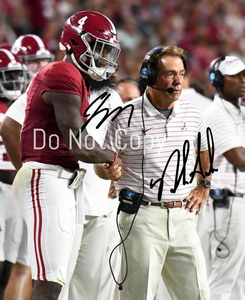 NICK SABAN JALEN MILROE SIGNED PHOTO 8X10 RP AUTOGRAPHED REPRINT ...