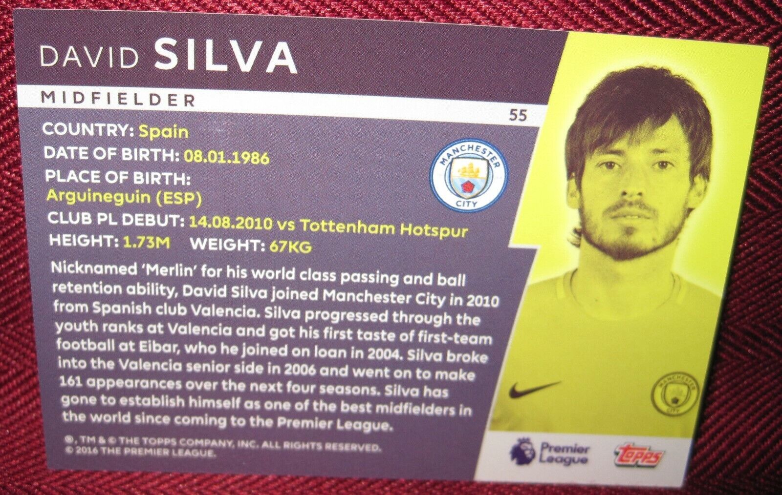 2018 TOPPS PLATINUM PREMIER LEAGUE #55 DAVID SILVA MANCHESTER CITY ...
