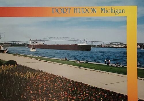 Postcard Port Huron Michigan USA St Clair River Freighter Boat Panama Suez Canal - Non ...