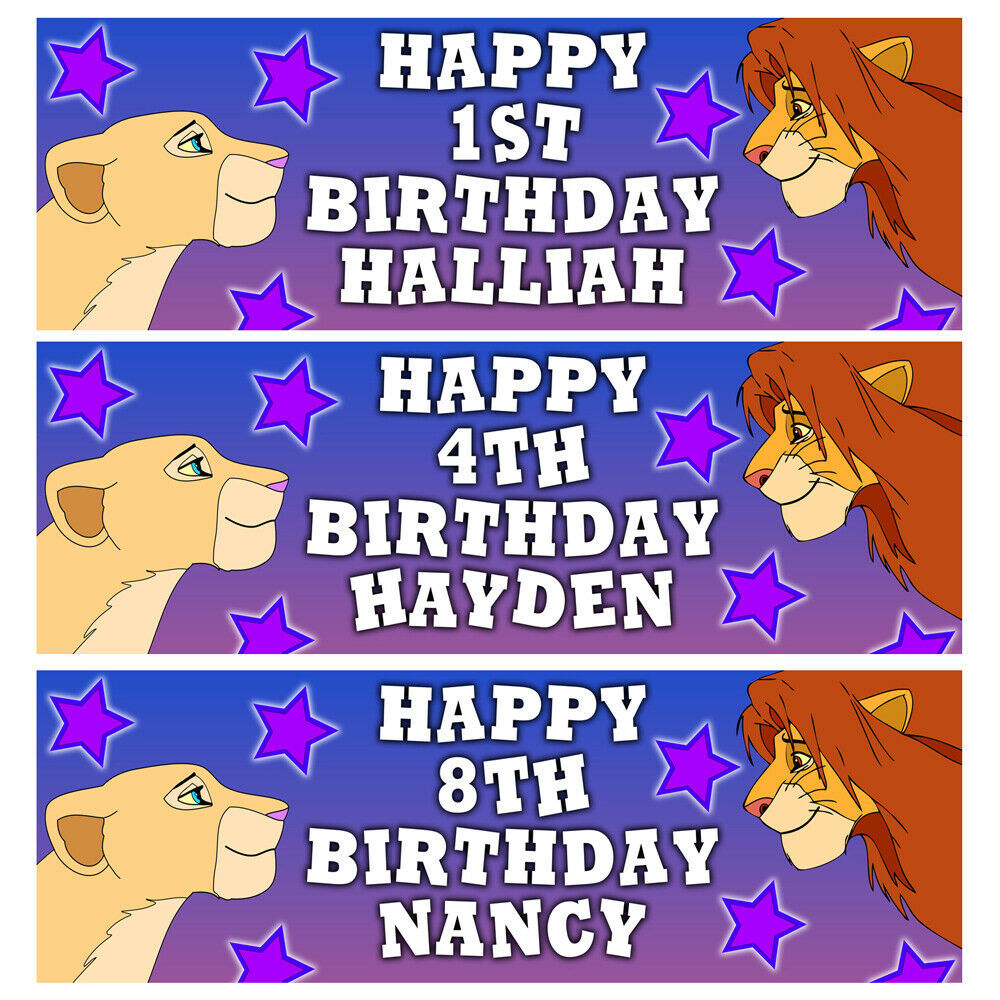 SIMBA AND NALA Personalised Birthday Banner - Lion King Birthday Party ...
