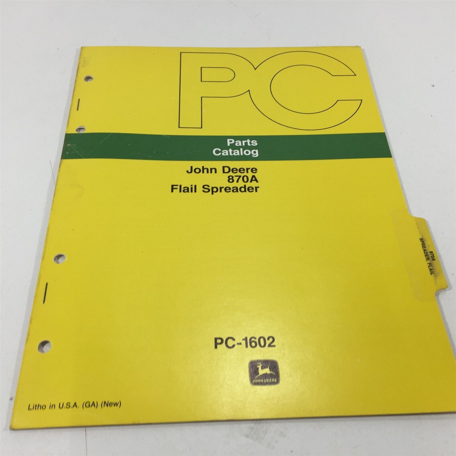 Genuine John Deere Model 870A Flail Spreader Part Catalog PC-1602 ...