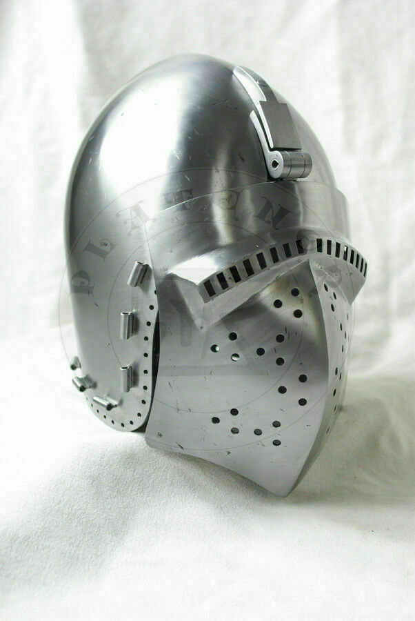 Medieval pelvic hood pig face Hounskull folding viewfinder helmet SCA ...