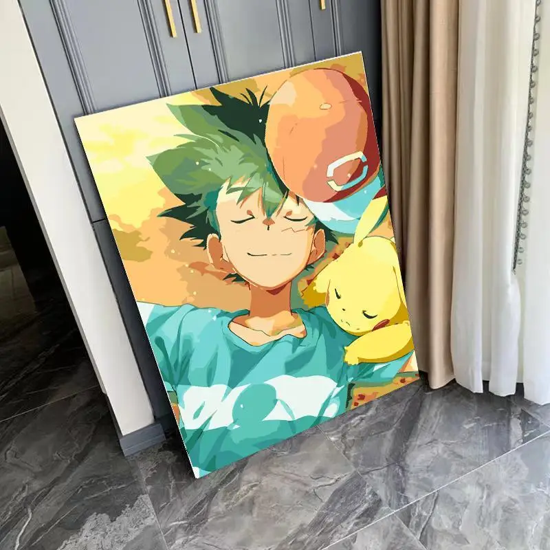 Pokemon Pikachu Number Painting Kawaii Cartoon Anime Character Ash ...