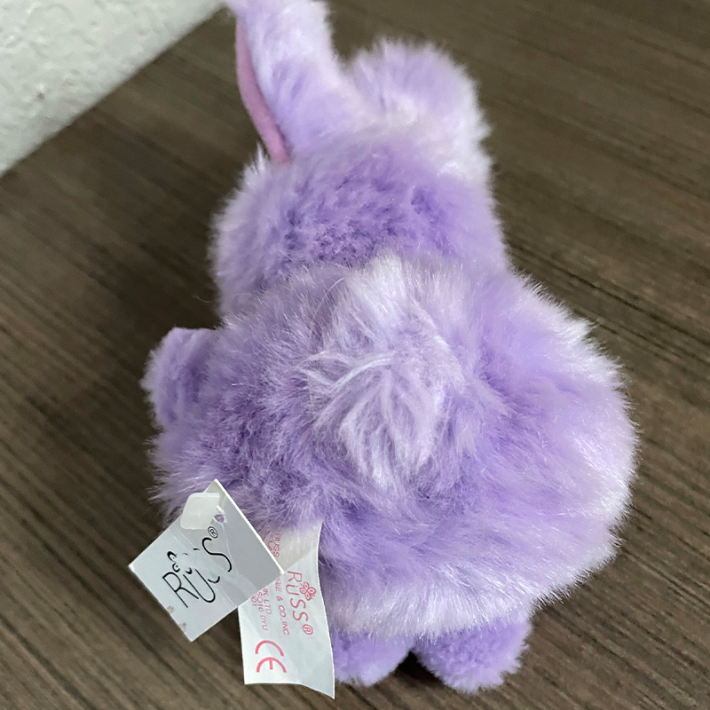 Russ Berrie Purple Bunny Plush with Pink Bow – 6" Soft & Cuddly Stuffed ...