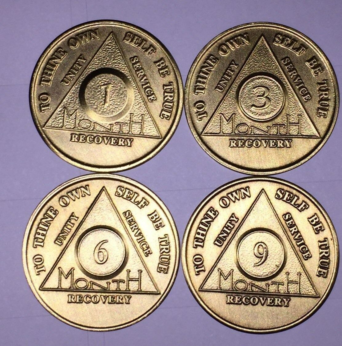 AA Alcoholics Anonymous Medallion Chip Set 30 90 180 1 3 6 9 Months ...