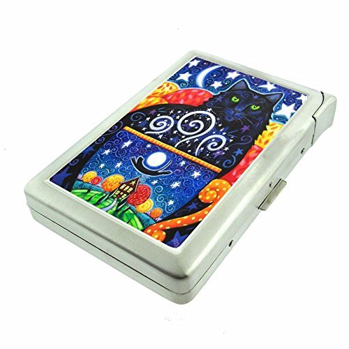 Cat Art Em10 Hip Silver Cigarette Case With Built In Lighter 4.75" X 2. ...