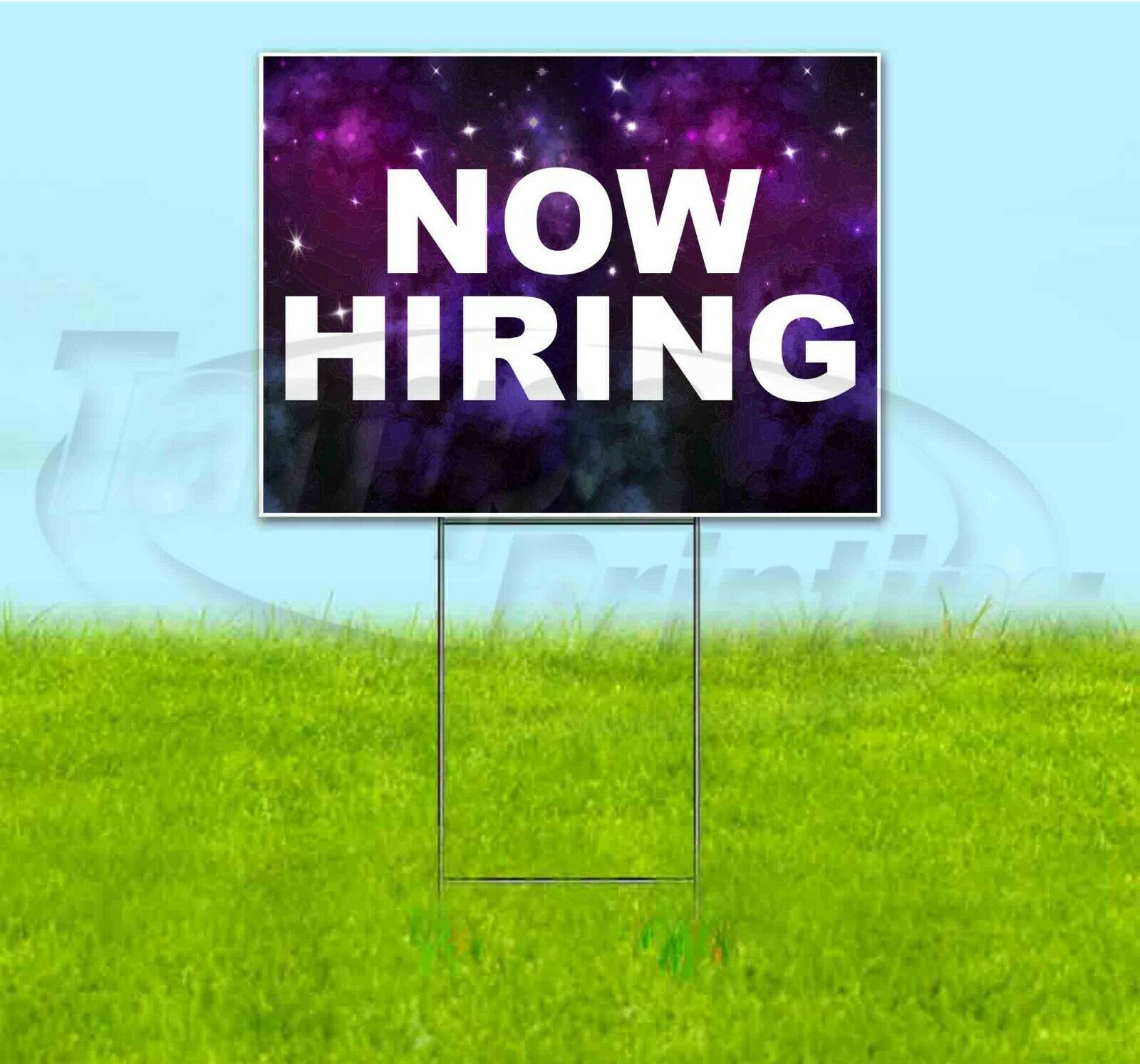 NOW HIRING 18x24 Yard Sign WITH STAKE Corrugated Plastic Bandit Lawn ...