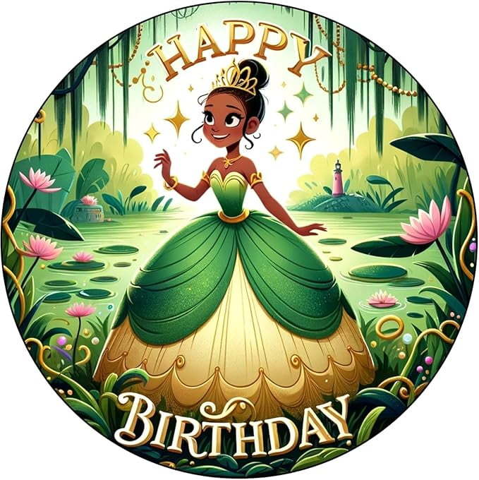 7.5" Round Pre-Cut Tiana Princess Birthday Edible Image Cake Topper By ...