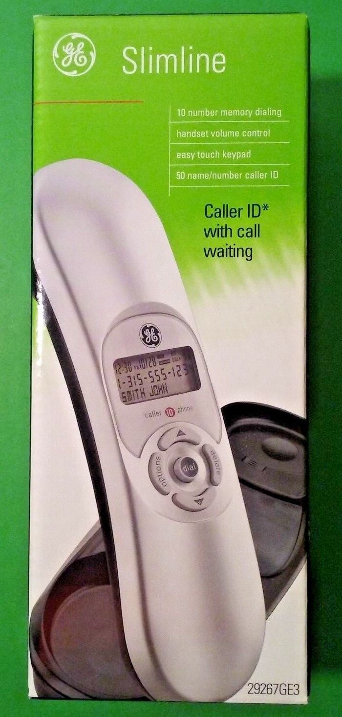GE Corded Slimline Phone with Caller ID Silver Black 29267GE3 - NEW ...