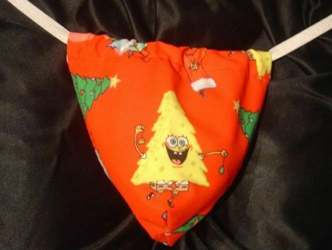 New Mens Spongebob Squarepants Tree Christmas Gstring Thong Lingerie
