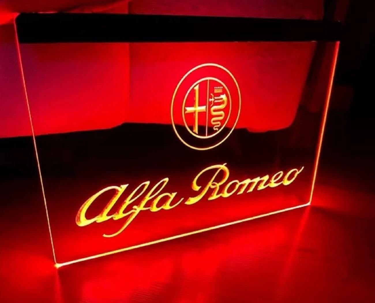 Alfa Romeo Illuminated Led Neon Sign Home Decor, Garage, Lights Décor ...