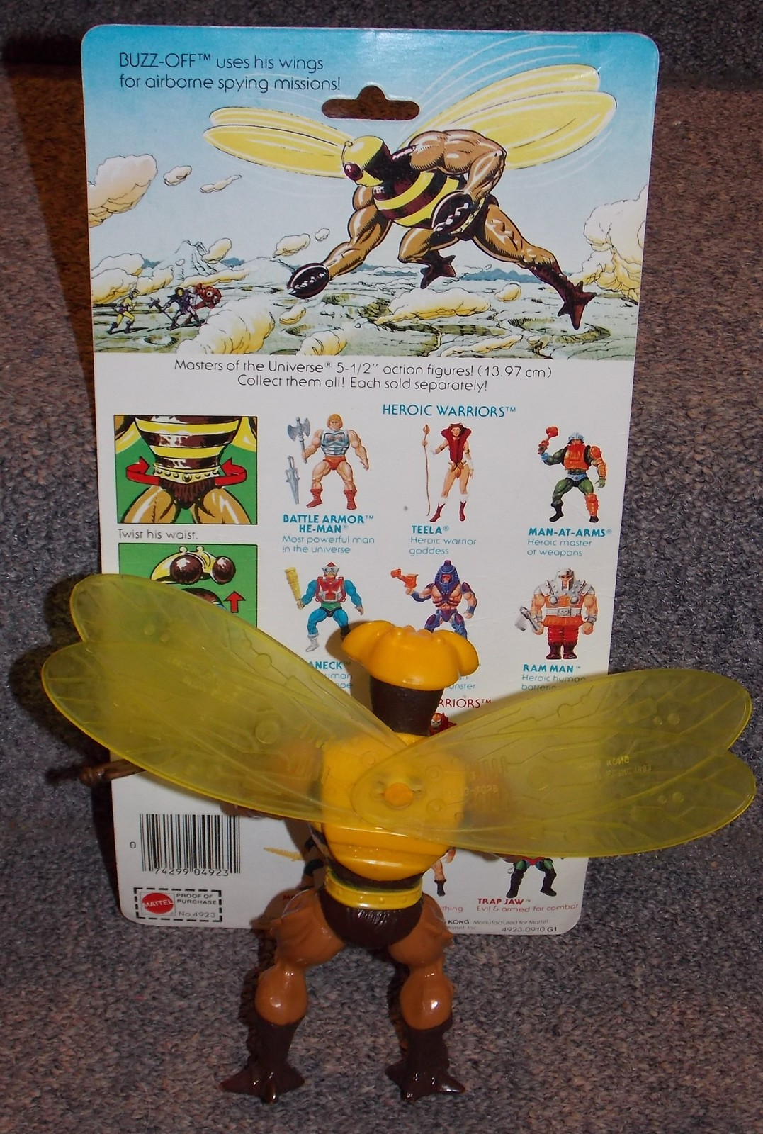 Vintage 1983 Masters Of The Universe Buzz Off Figure With Weapons ...