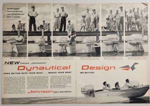 1958 Print Ad Johnson Sea-Horse Outboard Motors 6 Models Shown Waukegan ...