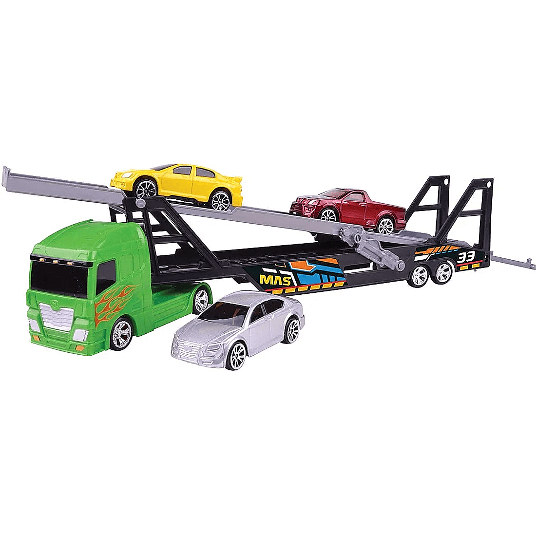 Double Decker Car Transporter With 3 Diecast Car Models, Motormax ...