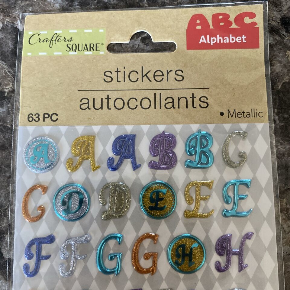 Crafters Square Stickers Blue Chrome Colored ABC Alphabet 1 Sheet ...