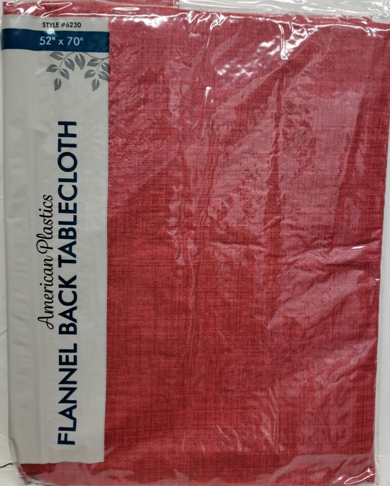 Flannel Back Vinyl Tablecloth, 52"x70" Oblong, DARK RED COLOR DESIGN ...