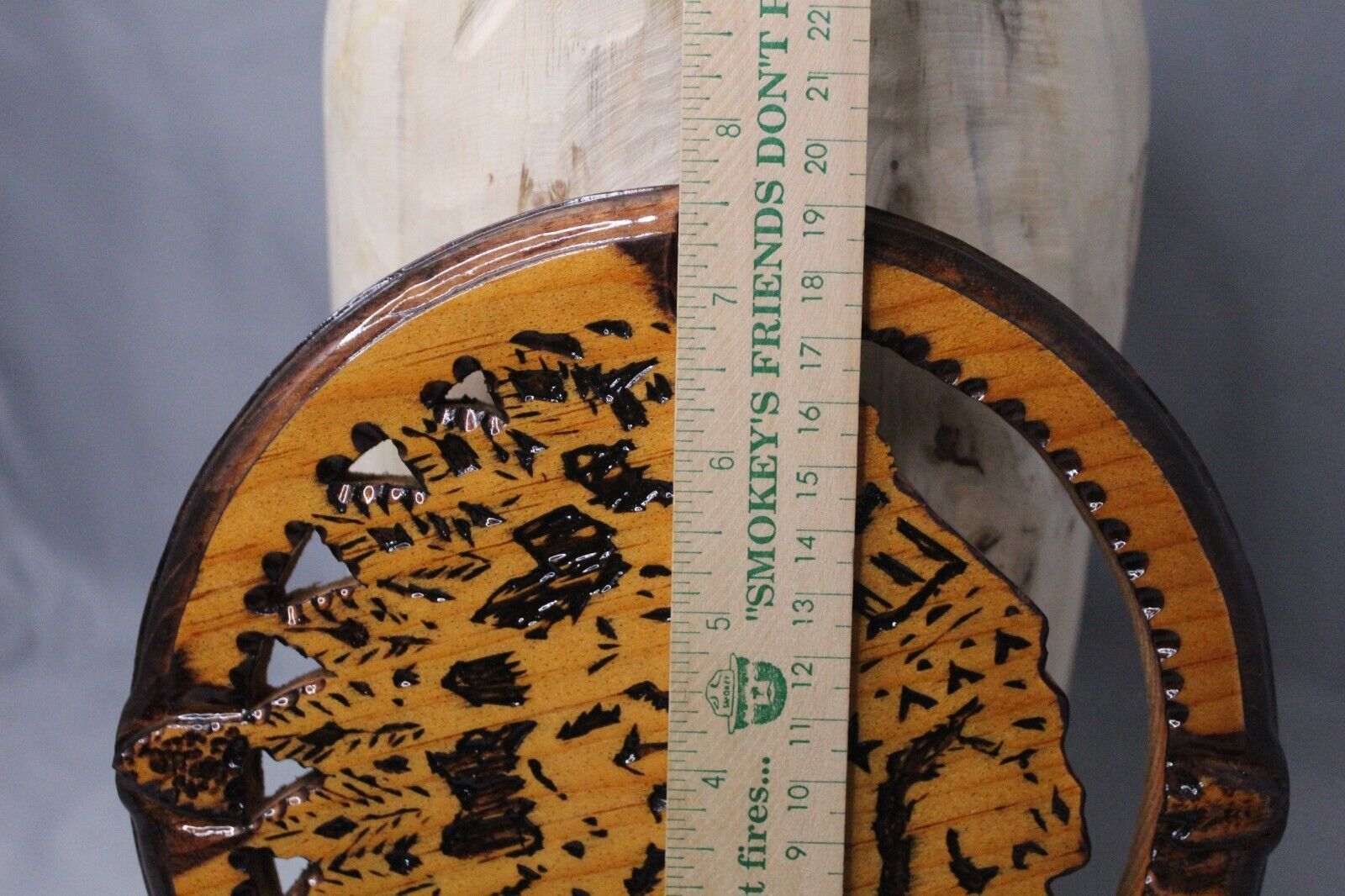 Native American Indian Chief Hand Carved Woodwork Round Hangable Right ...