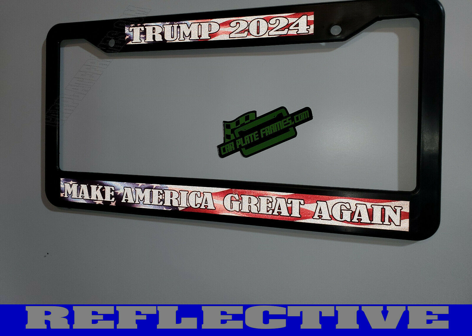 REFLECTIVE TRUMP 2024 MAKE AMERICA GREAT AGAIN License Plate Frame ...