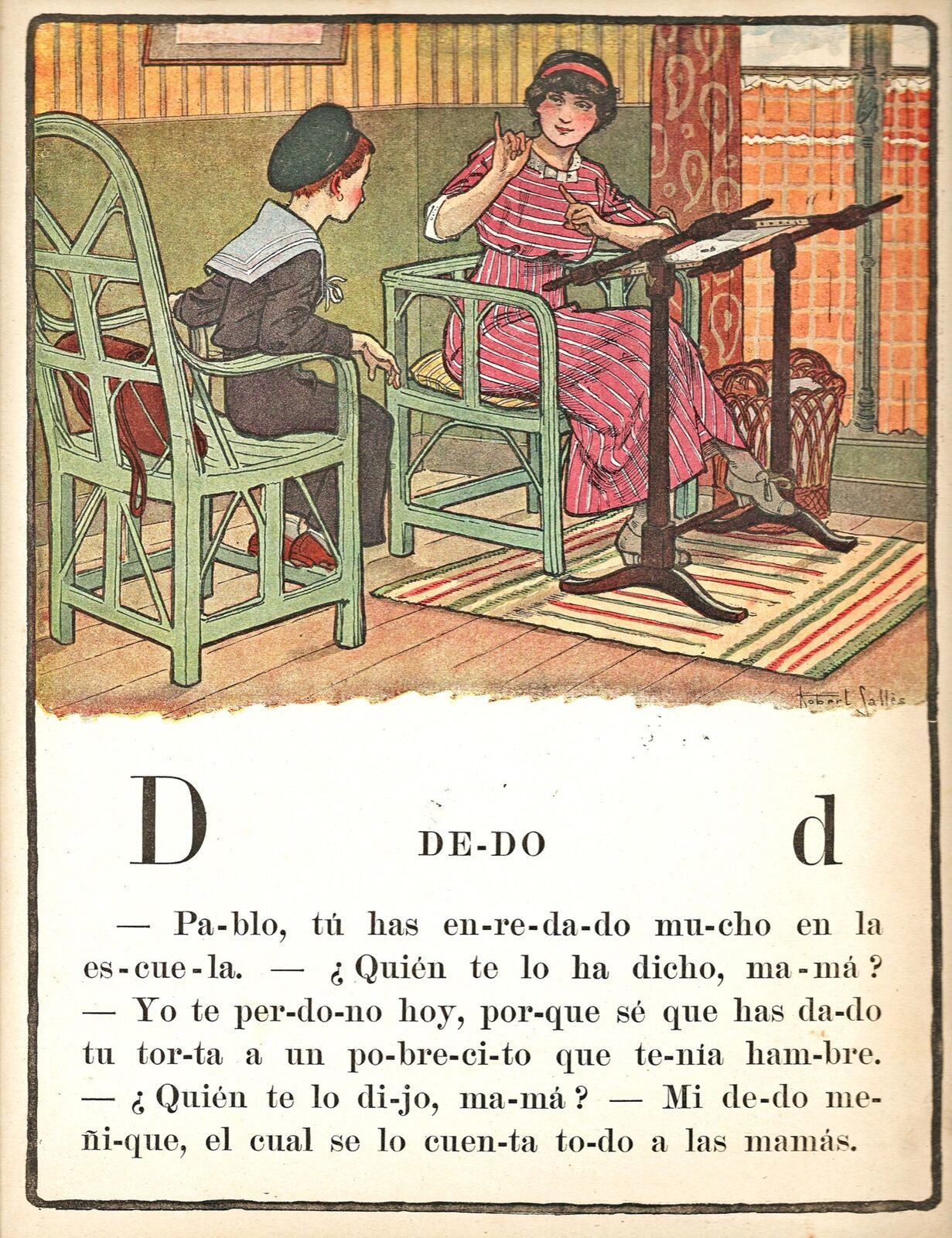 3244.Dedo.Illustration for Spanish learning book POSTER.Victorian Home ...