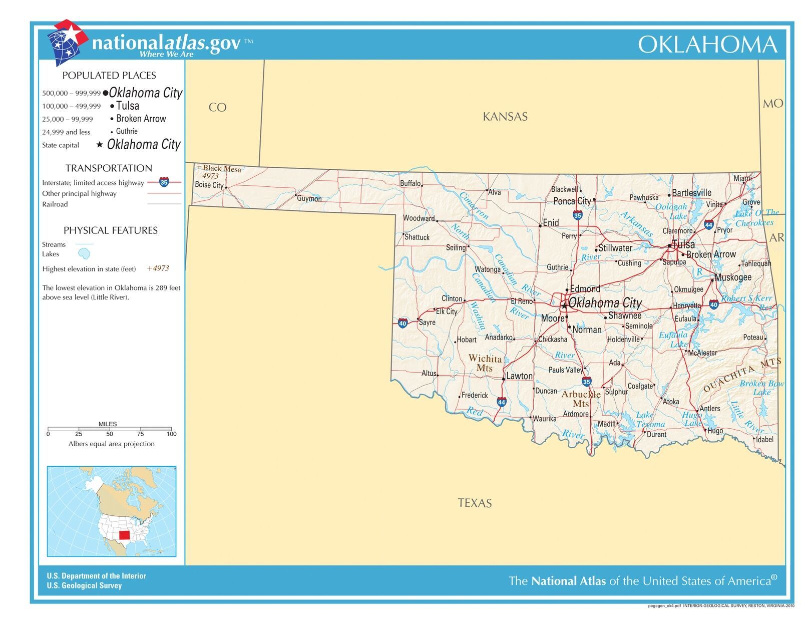 Oklahoma State Reference Laminated Wall Map - Maps & Atlases