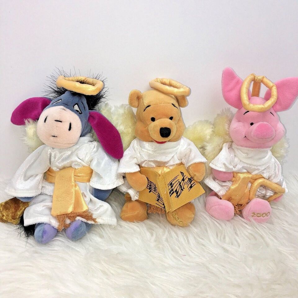 Walt Disney 2000 Angel Winnie The Pooh, Tiger, Eeyore Plush Set - Disney