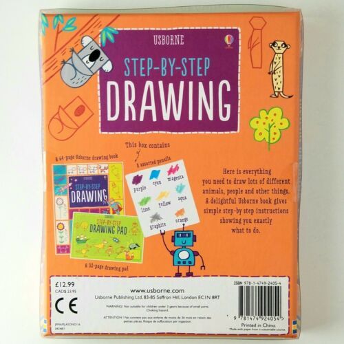 Usborne Step-By-Step Drawing Book Pad Colored Pencils Art Instructional ...