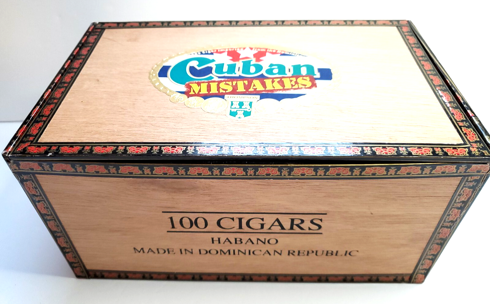 Wood Cigar Box 5.25x6.63x10.63" Thompson Brand Label Wooden Container ...